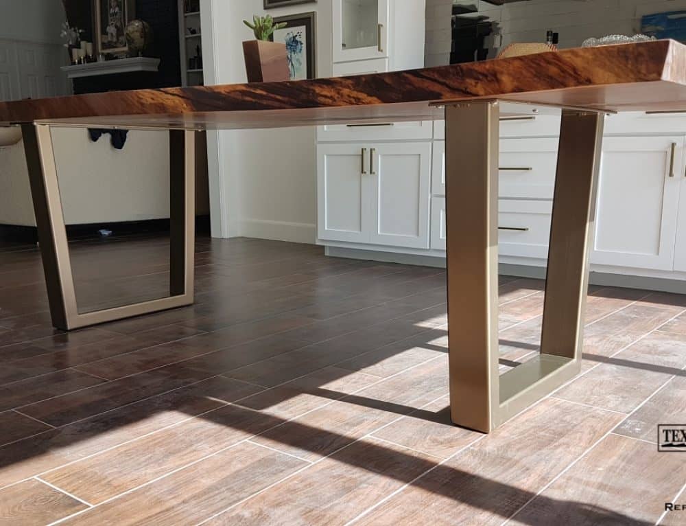 Walnut Dining Table w/ Handmade Billet Bronze Base